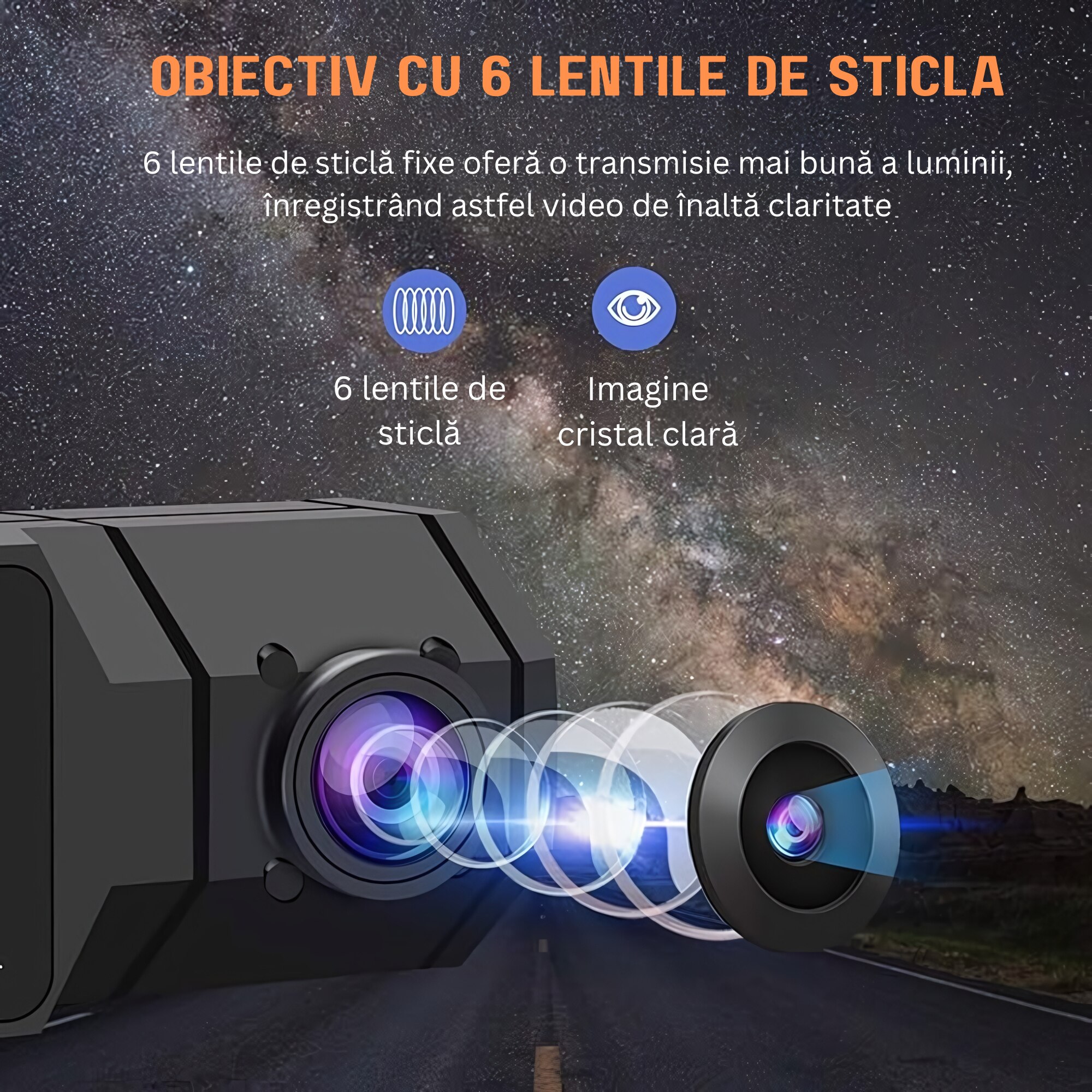 Camera auto goBERA® duala DVR, Model 2023, Unghi 170 grade, Rezolutie 2 ...