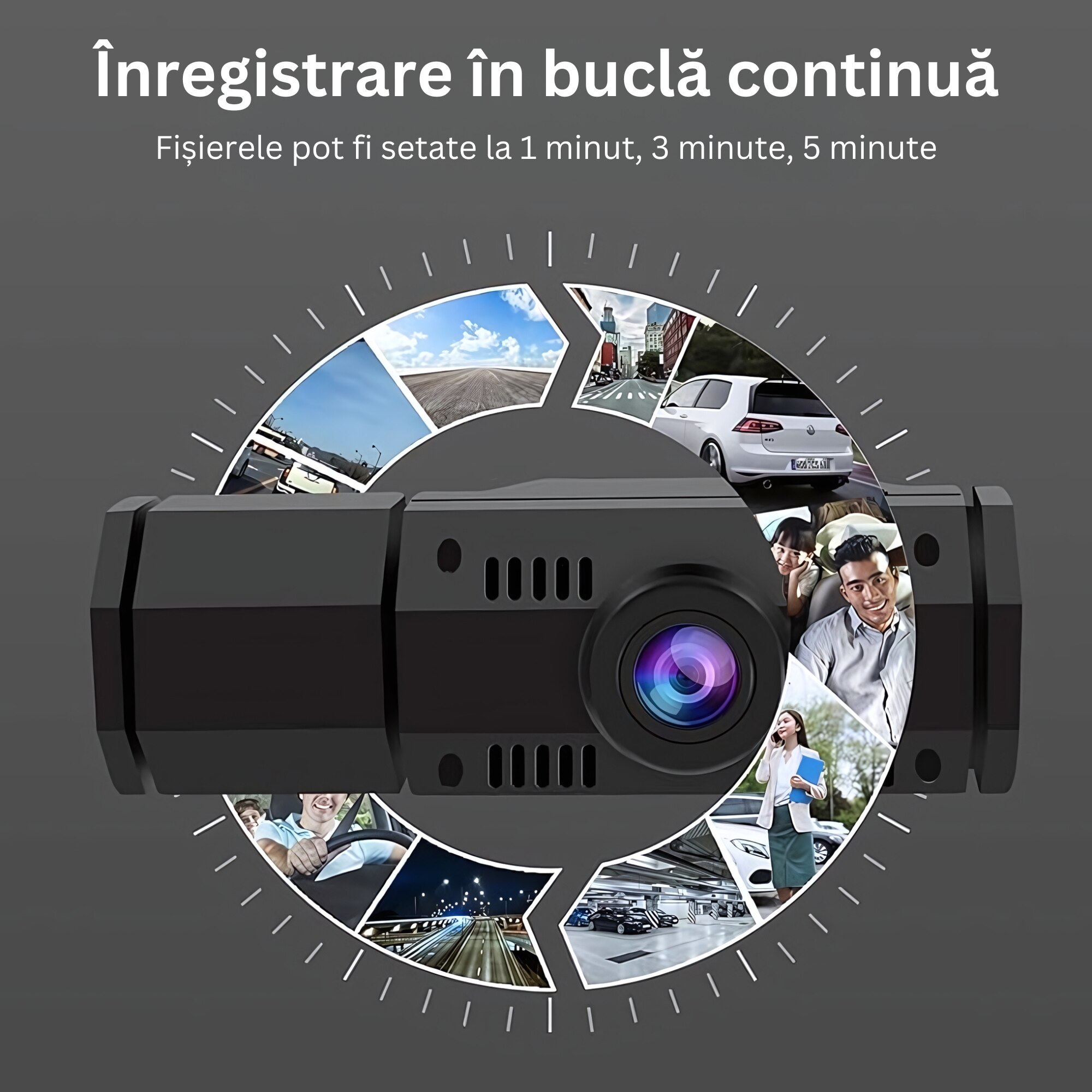 Camera auto goBERA® duala DVR, Model 2023, Unghi 170 grade, Rezolutie 2 ...