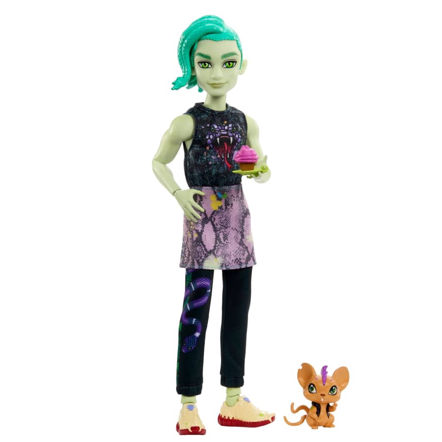 Papusa Mattel, Monster High, Deuce Gorgon si soricelul Perseus, 30 cm ...