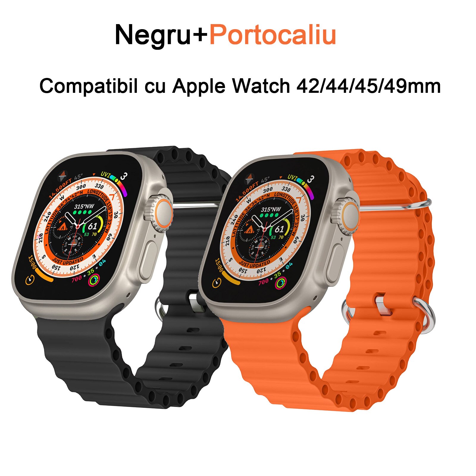 Комплект от 2 силиконови каишки NUODWELL за Apple Watch Ultra/8/7/6/5/4 ...
