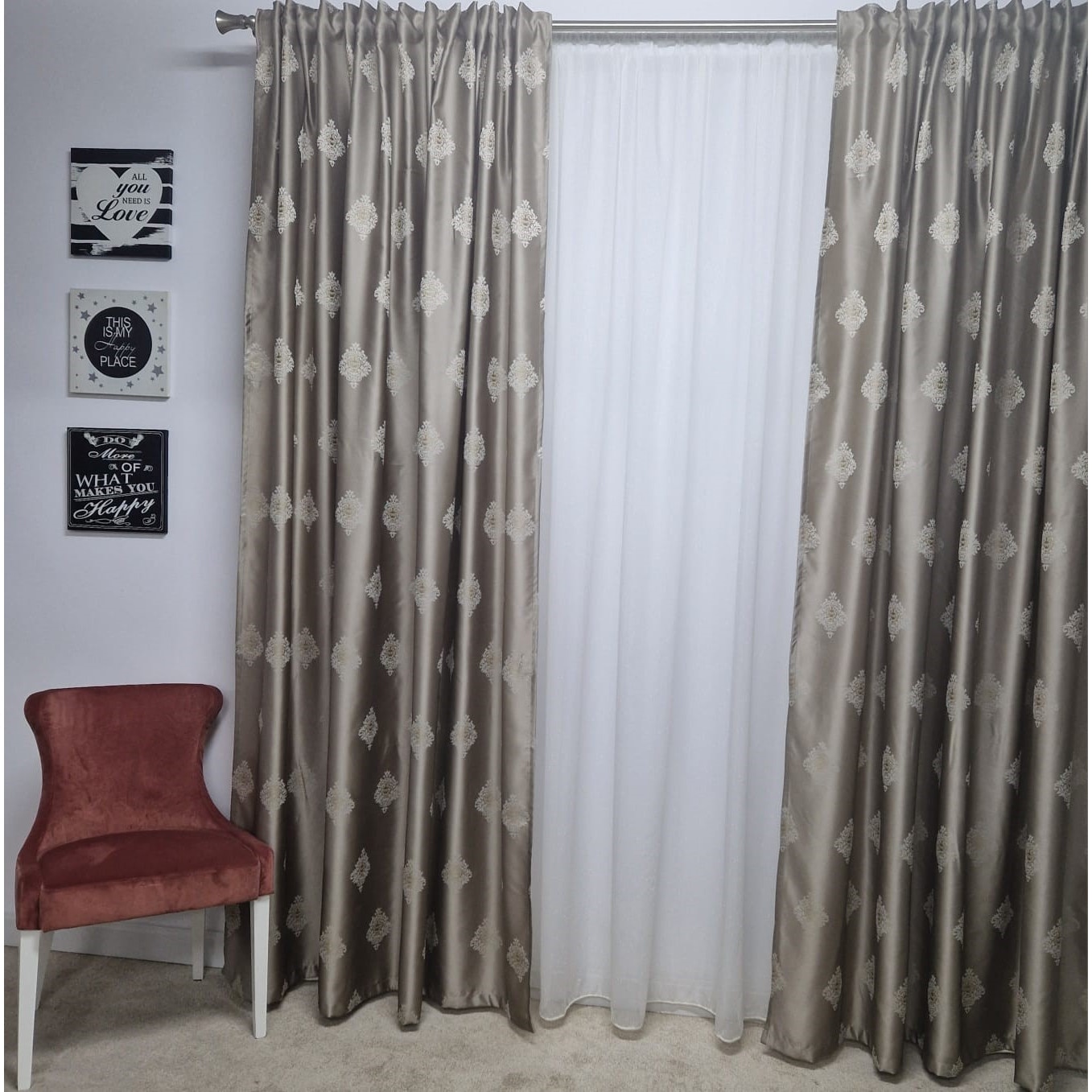 Draperie Baroc Bej cu rejansa pentru sina 2 buc x 150 x 270 - eMAG.ro