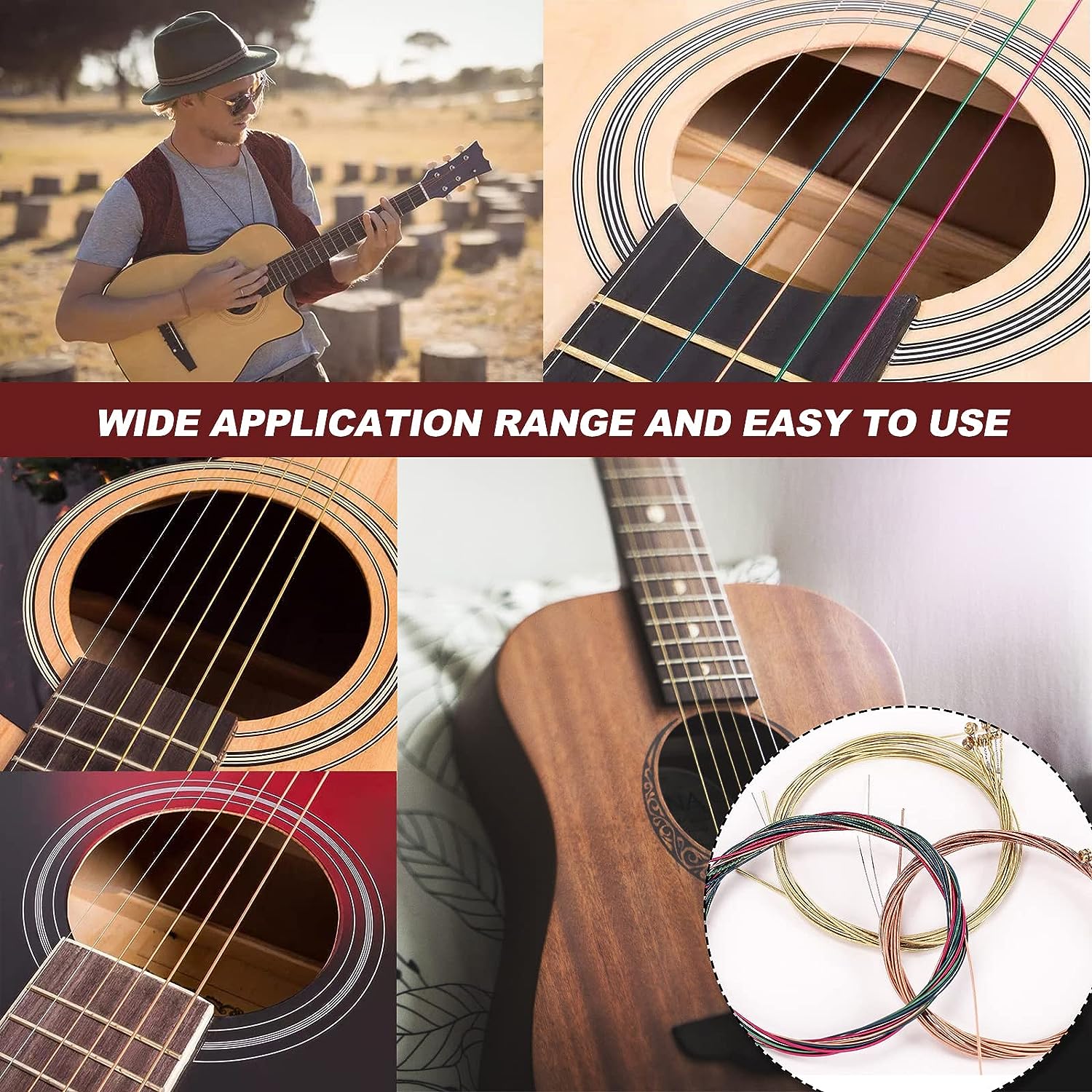 Set 6 corzi de chitara, JENUOS®, Tensiune Normala, Light, Auriu - eMAG.ro