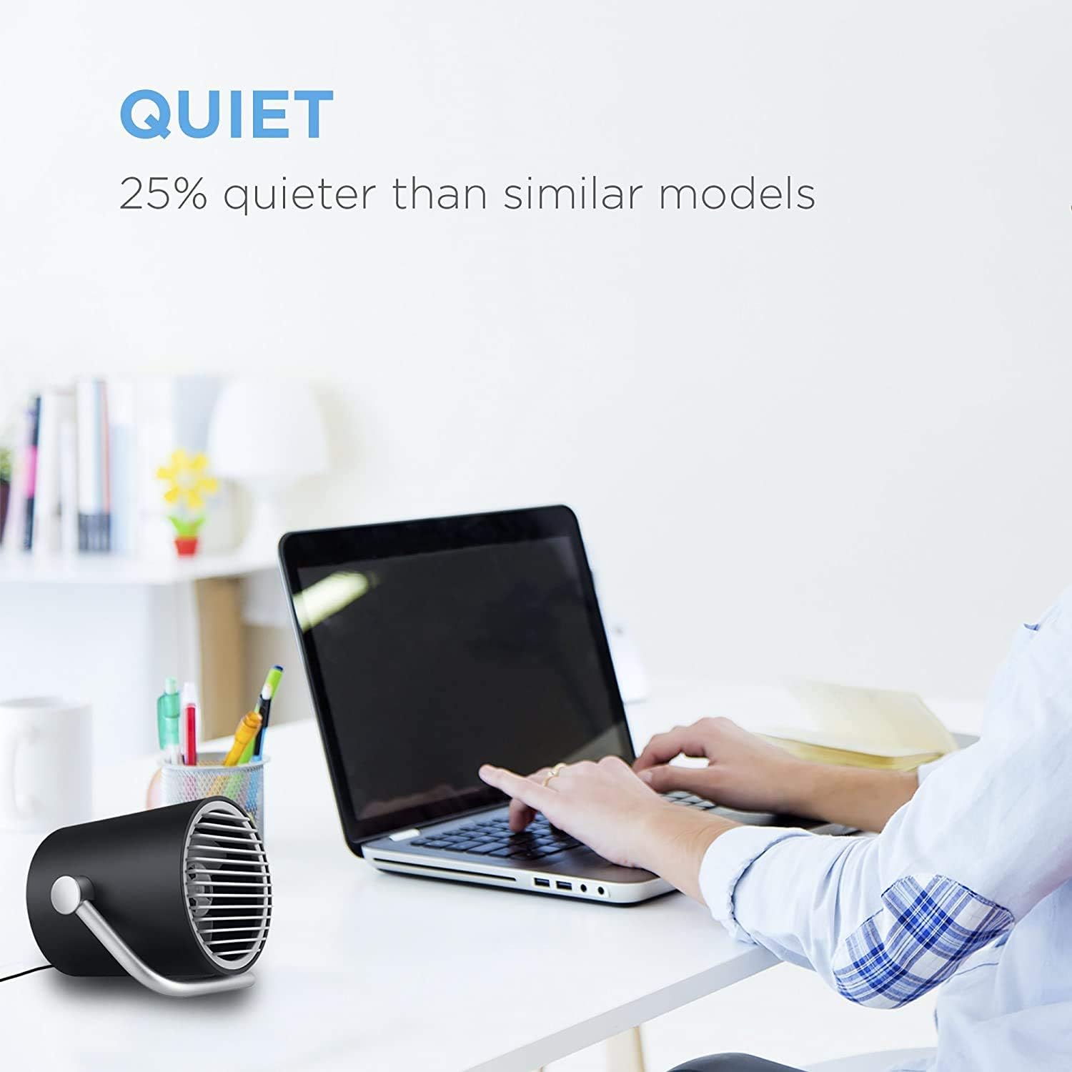 Ventilator de masa, USB, 2 viteze, 117 x 112 mm, Negru/Argintiu - eMAG.ro