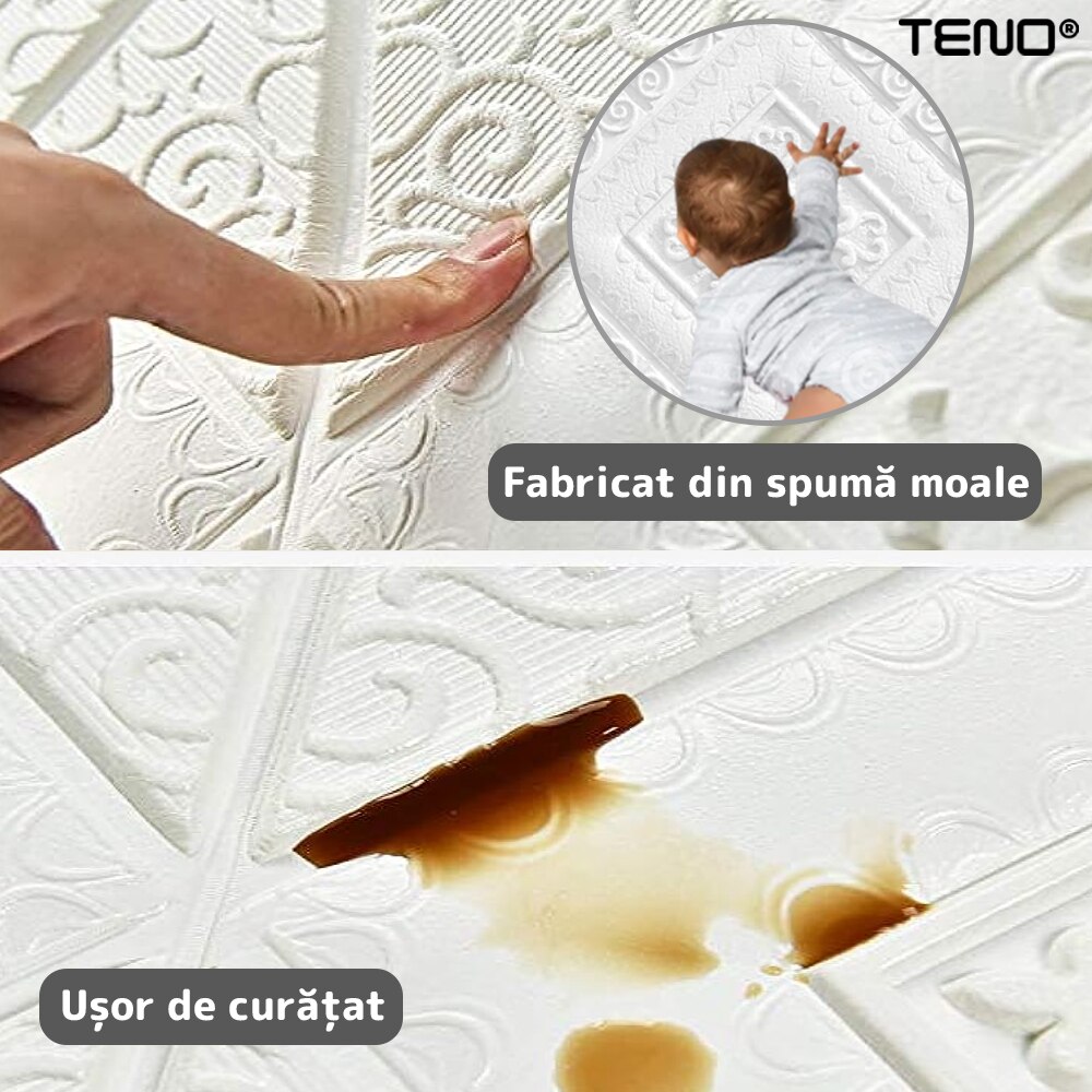 Set 20x Tapet 3D Teno®, suprafata acoperire 9.8 mp, autoadeziv, perete ...