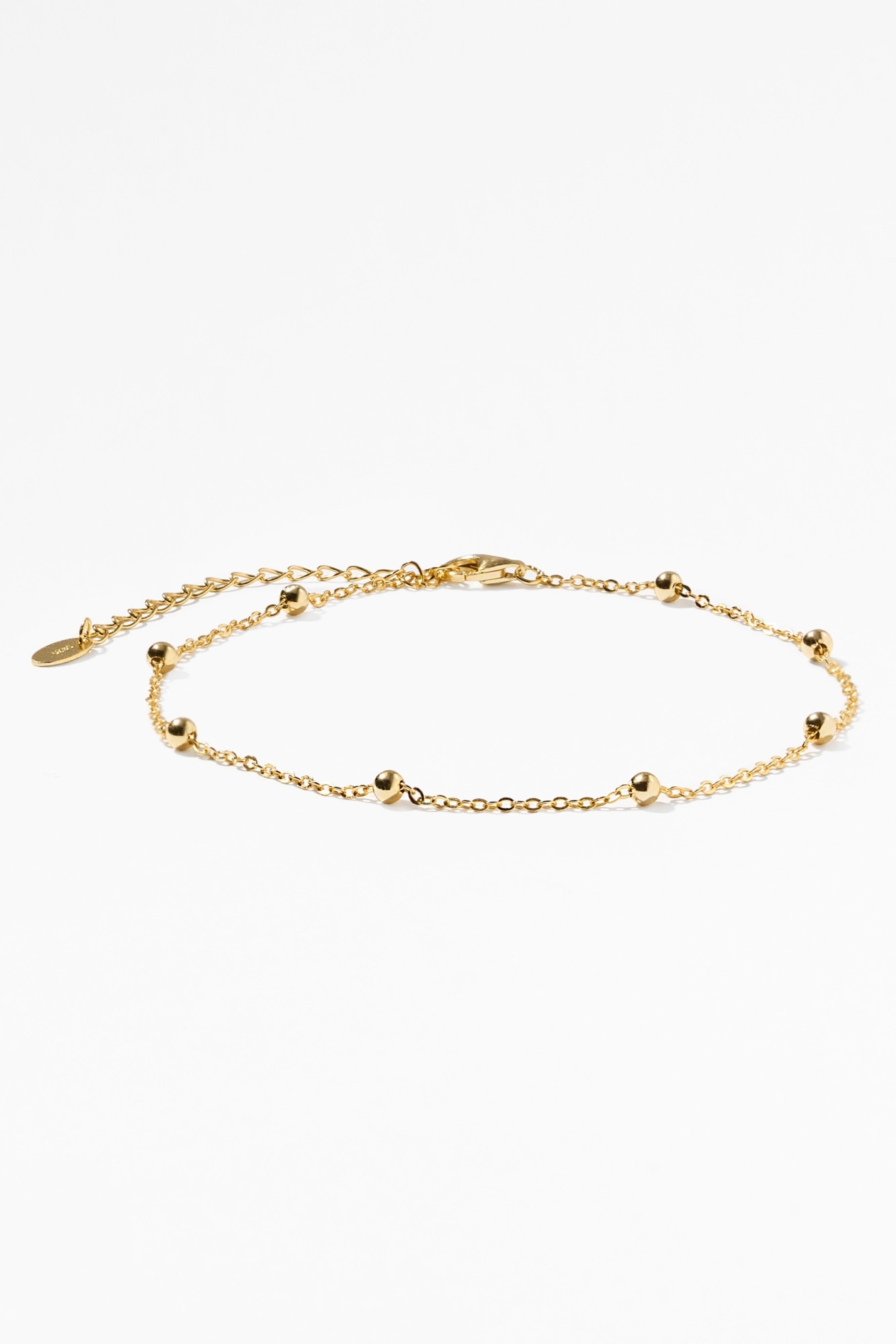 Bratara de Picior din Argint Placata cu Aur 14K Ortier Satellite Chain, lungime 22 + 5 cm - eMAG.ro