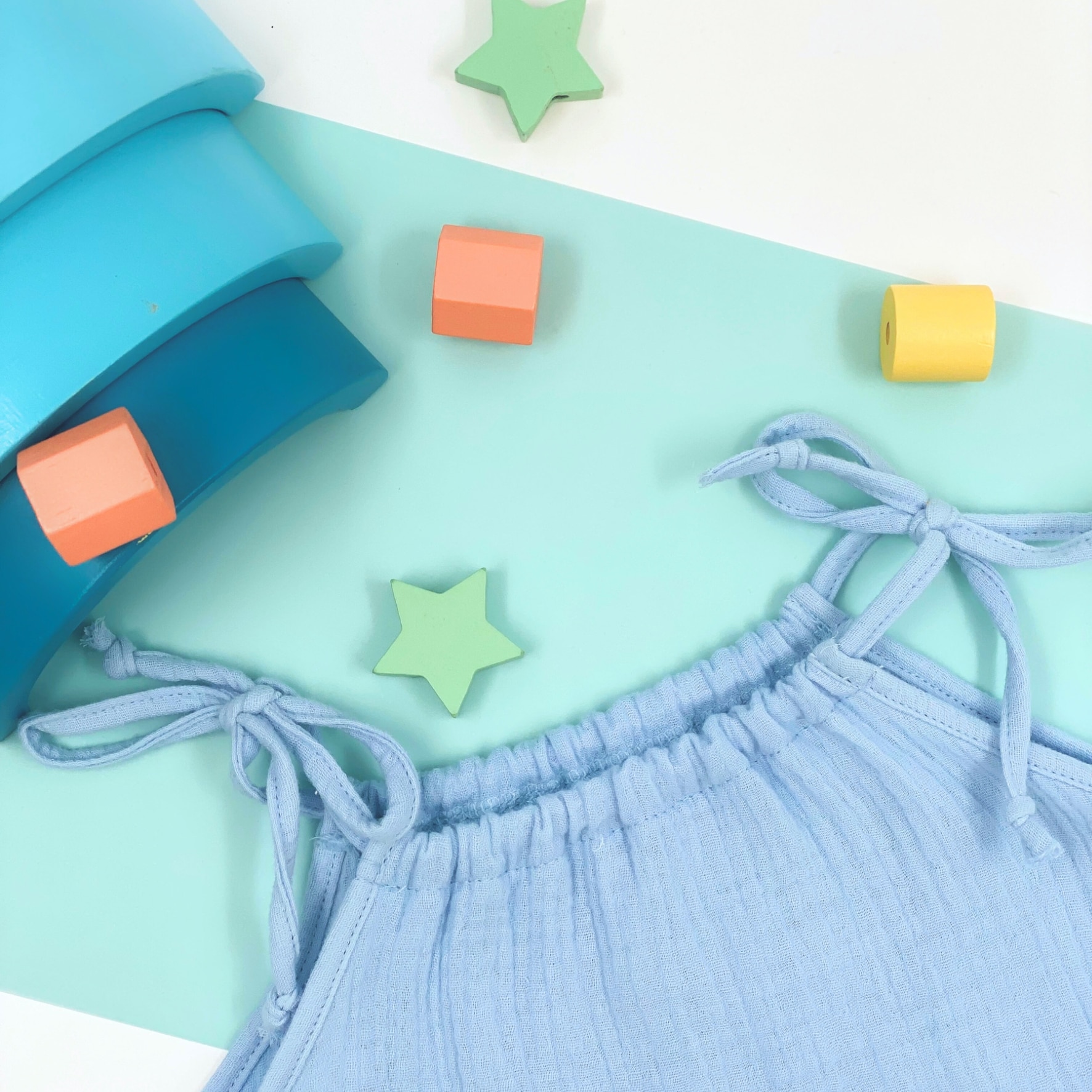 Top cu snur pentru copii, albastru, din muselina, Bluebird, 4-5 ani ...