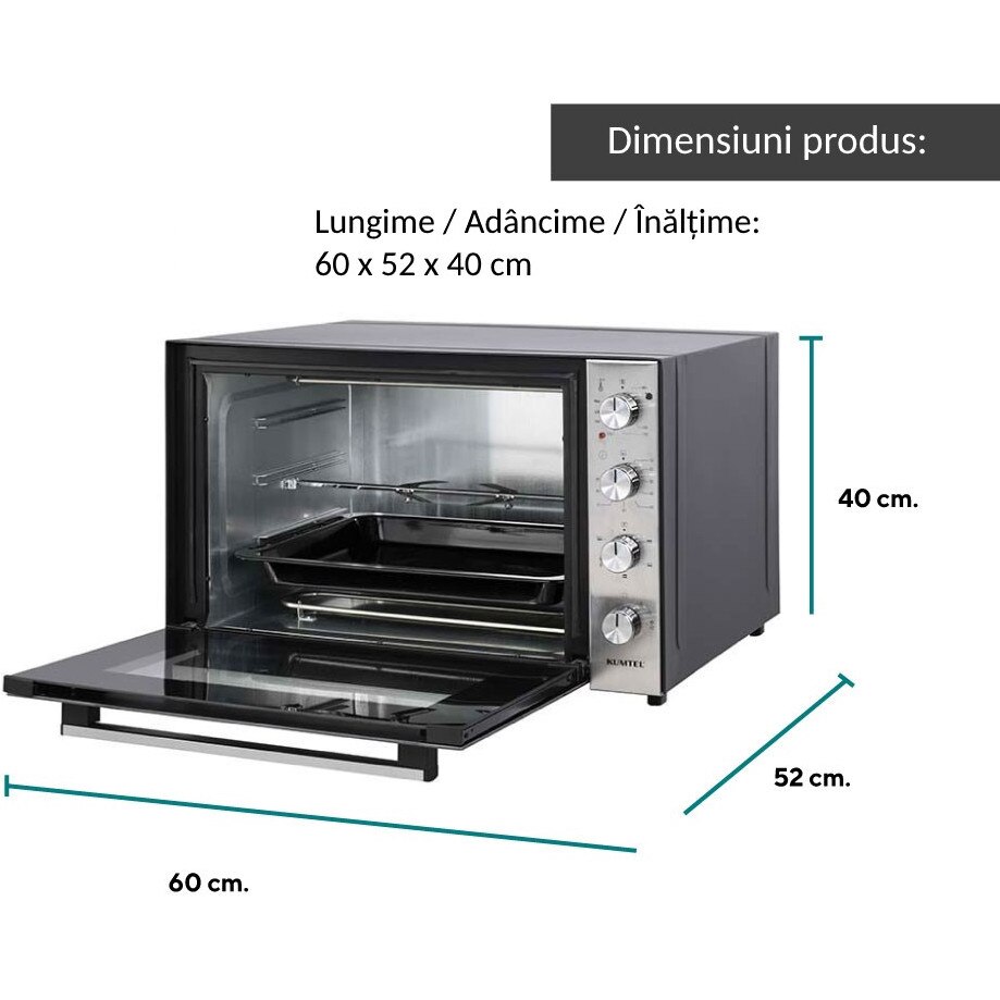 Cuptor electric Kumtel LX-9645FA Pizza & Rotisor XXL, 70 litri, 2500 W ...