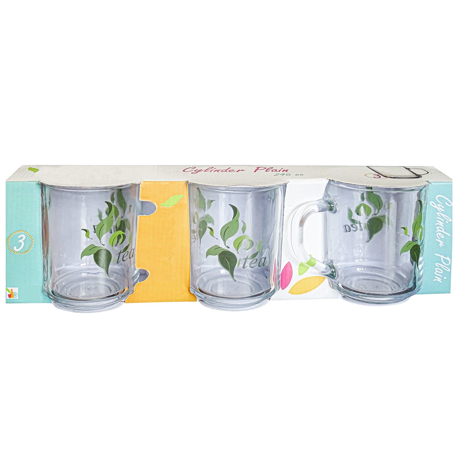 Set 3 cani sticla Natalia Design, 246 ml, ceai sau cafea, 9x7.2 cm ...