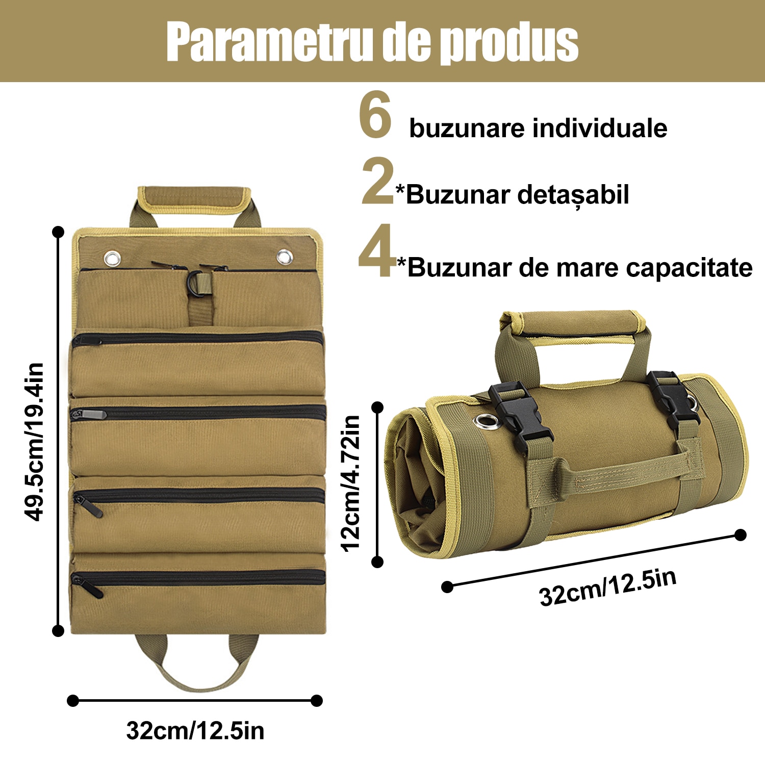 Geanta textila pentru scule, SDLOGAL, Duty Heavy, Roll Up, 4 de ...