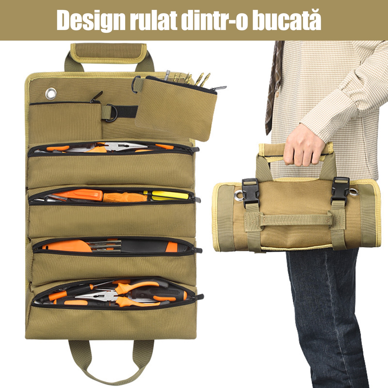 Geanta textila pentru scule, SDLOGAL, Duty Heavy, Roll Up, 4 de ...