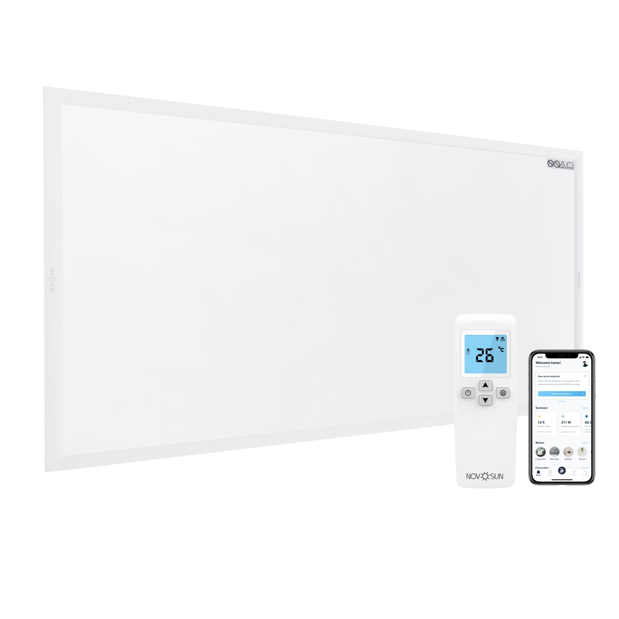 Panou radiant premium cu infrarosu NovoSun 1150W, cu termostat WiFi ...