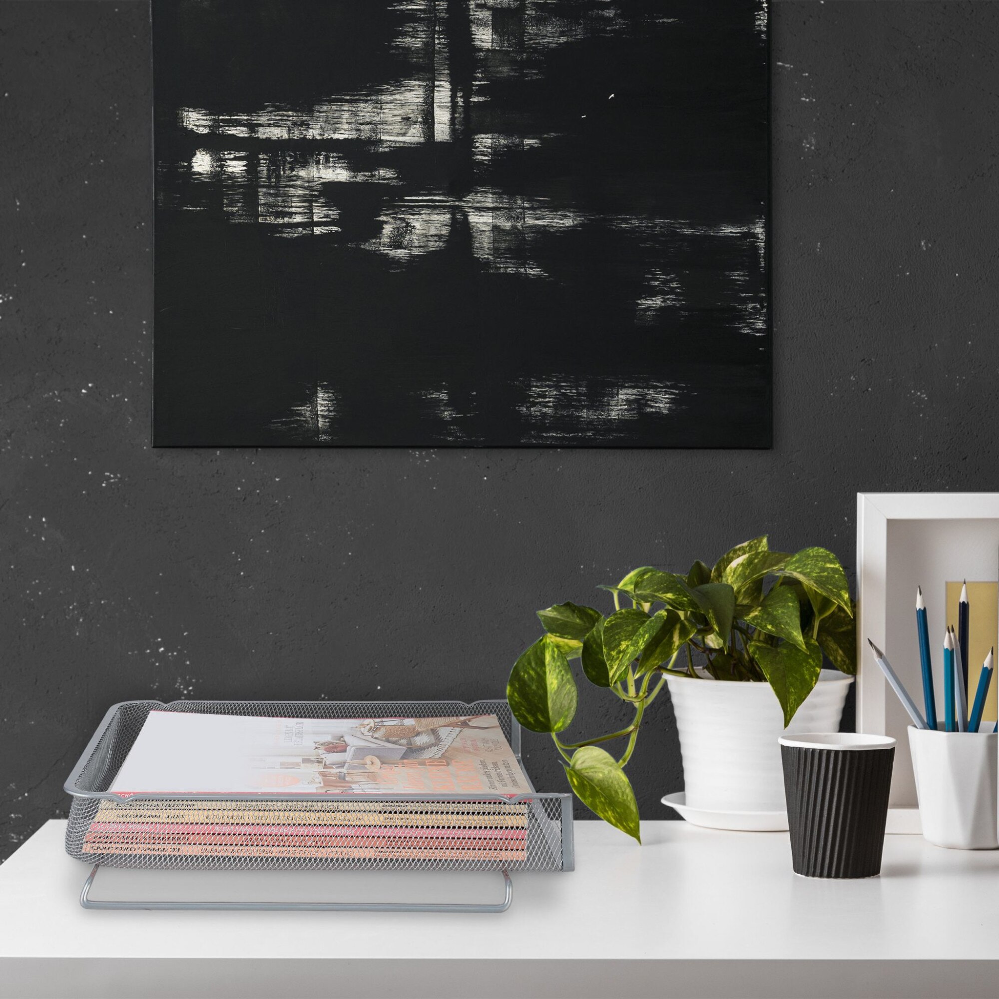 Tava pentru documente suprapozabila, plasa metalica, format A4 vertical ...