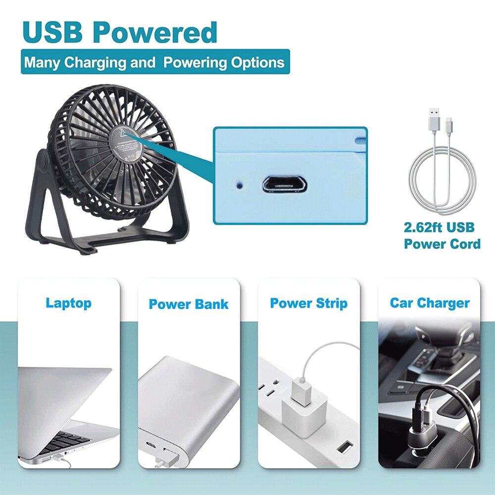 Ventilator mic cu 3 viteze cu mufa USB, potrivit pentru birouri si ...