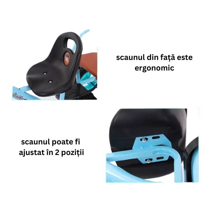 Tricicleta Duet Mini, 2 locuri, 2-4 ani, albastru - eMAG.ro