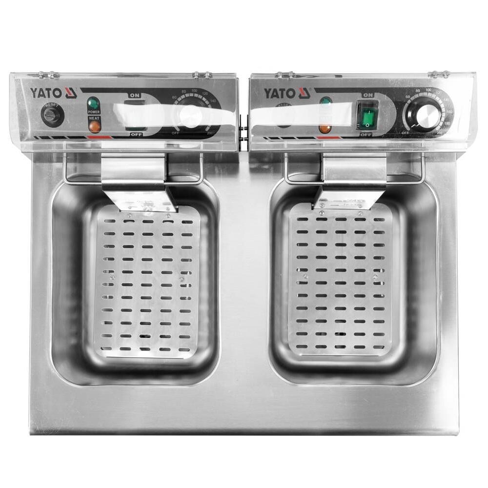 Friteuza profesionala, dubla electrica, Yato Gastro, trifazat, Inox, capacitate 2 x 12 L, putere ...