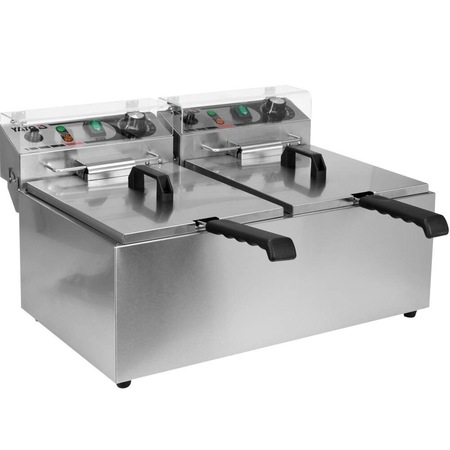 Friteuza profesionala, dubla electrica, Yato Gastro, Inox, capacitate 2 x 8 L, putere 2 x 3.3 kW ...