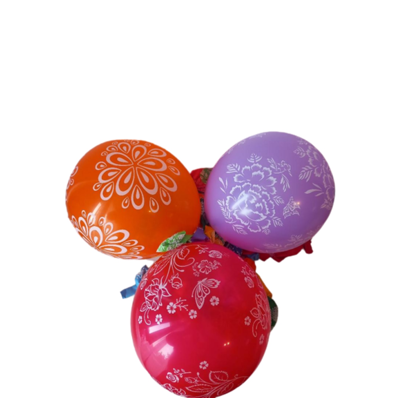 Set 100 baloane latex cu flori multicolor si circumferinta de 76 cm ...