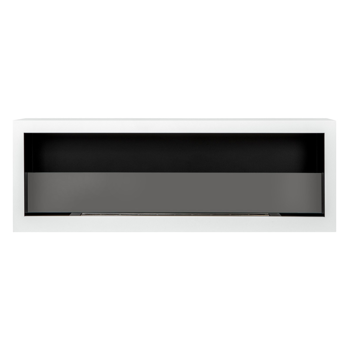 Semineu bio S-Line BOX 120cm cu biocombustibil alb cu sticla suspendat ...