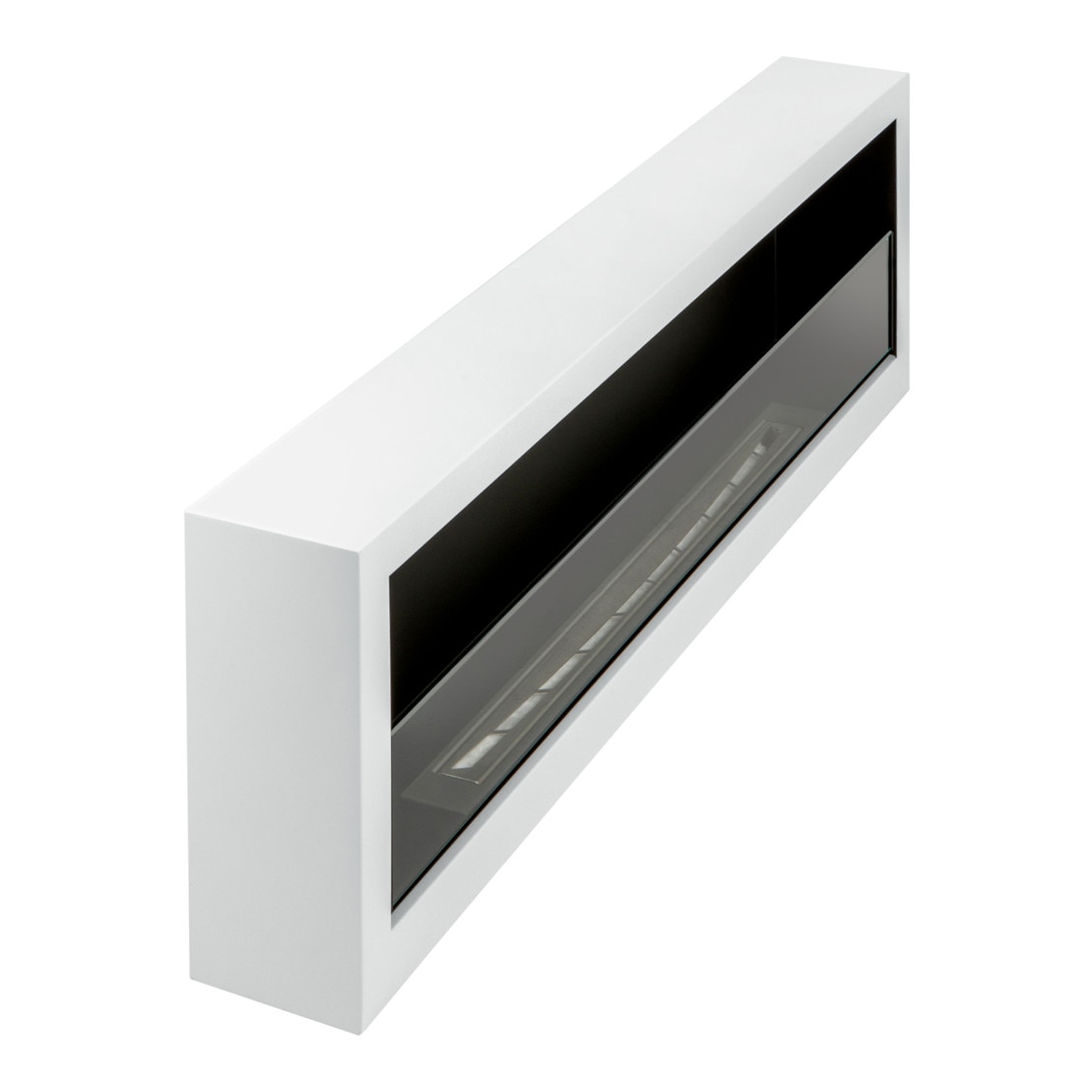 Semineu bio S-Line BOX 120cm cu biocombustibil alb cu sticla suspendat ...