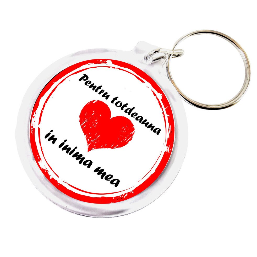 Breloc personalizat "Pentru totdeauna in inima mea", 4.5 cm x 4.5 cm ...