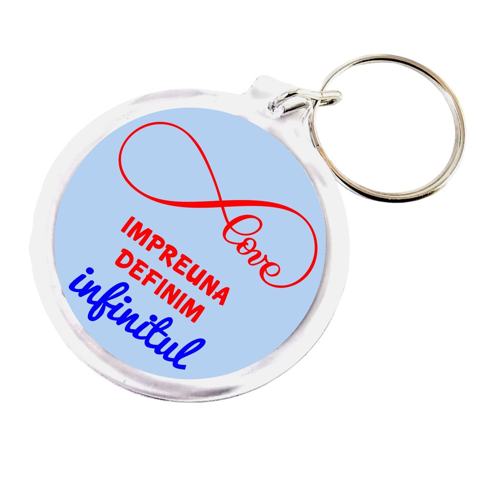 Breloc personalizat "Love - Impreuna definim infinitul", 4.5 cm x 4.5 ...