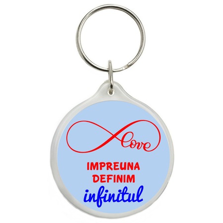 Breloc personalizat "Love - Impreuna definim infinitul", 4.5 cm x 4.5 ...