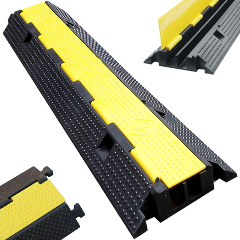 Rampa de protectie cabluri, TimeTrade, Cauciuc, 100 x 20 x 5 cm, Galben ...