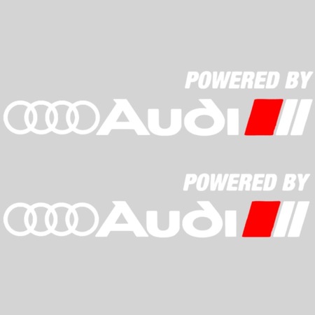 Set 2 stickere Powered by Audi Sport Logo, alb cu rosu, 40x8cm - eMAG.ro