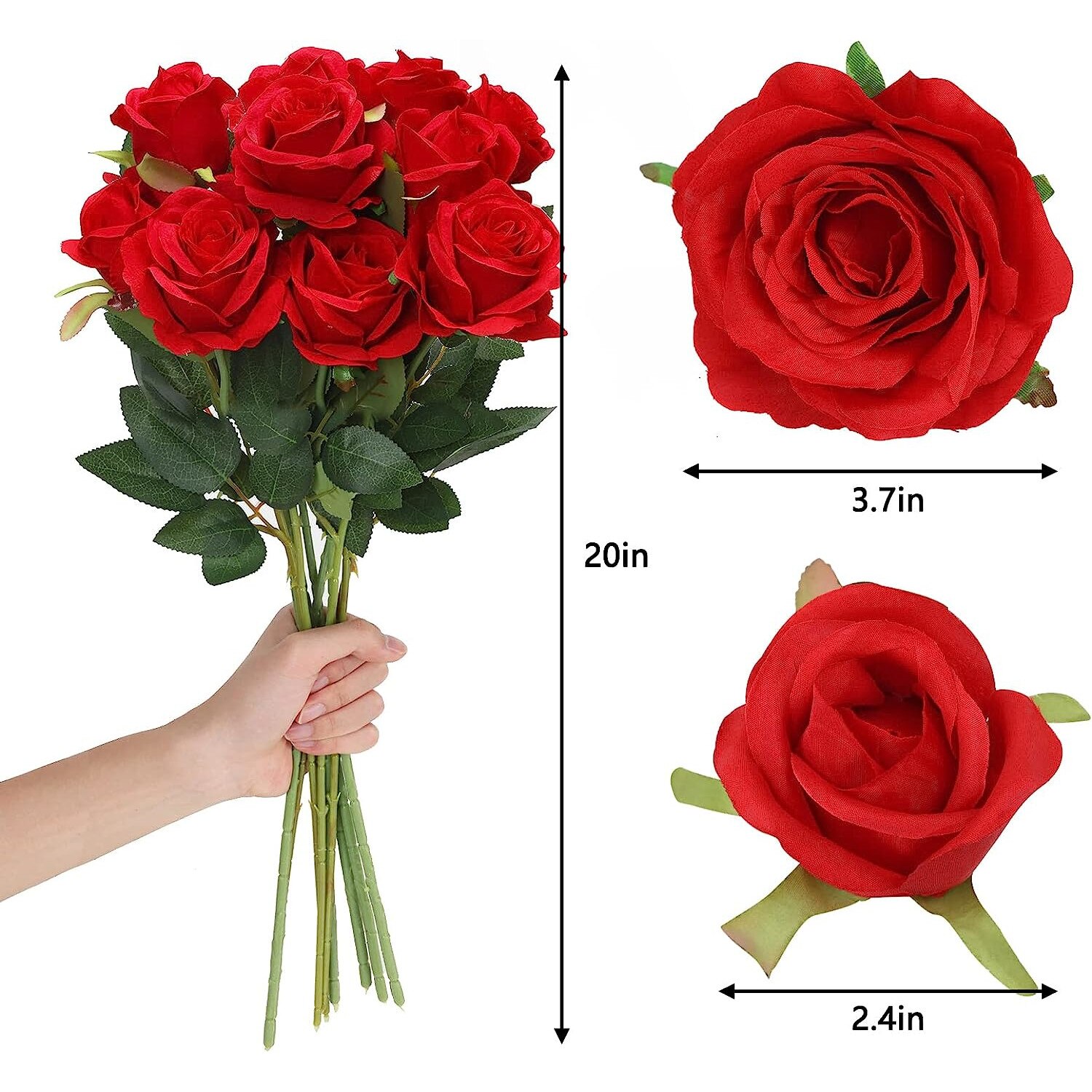 Set 10 Buchet Trandafiri Flori artificiale, Yefound®, Rosu - eMAG.ro