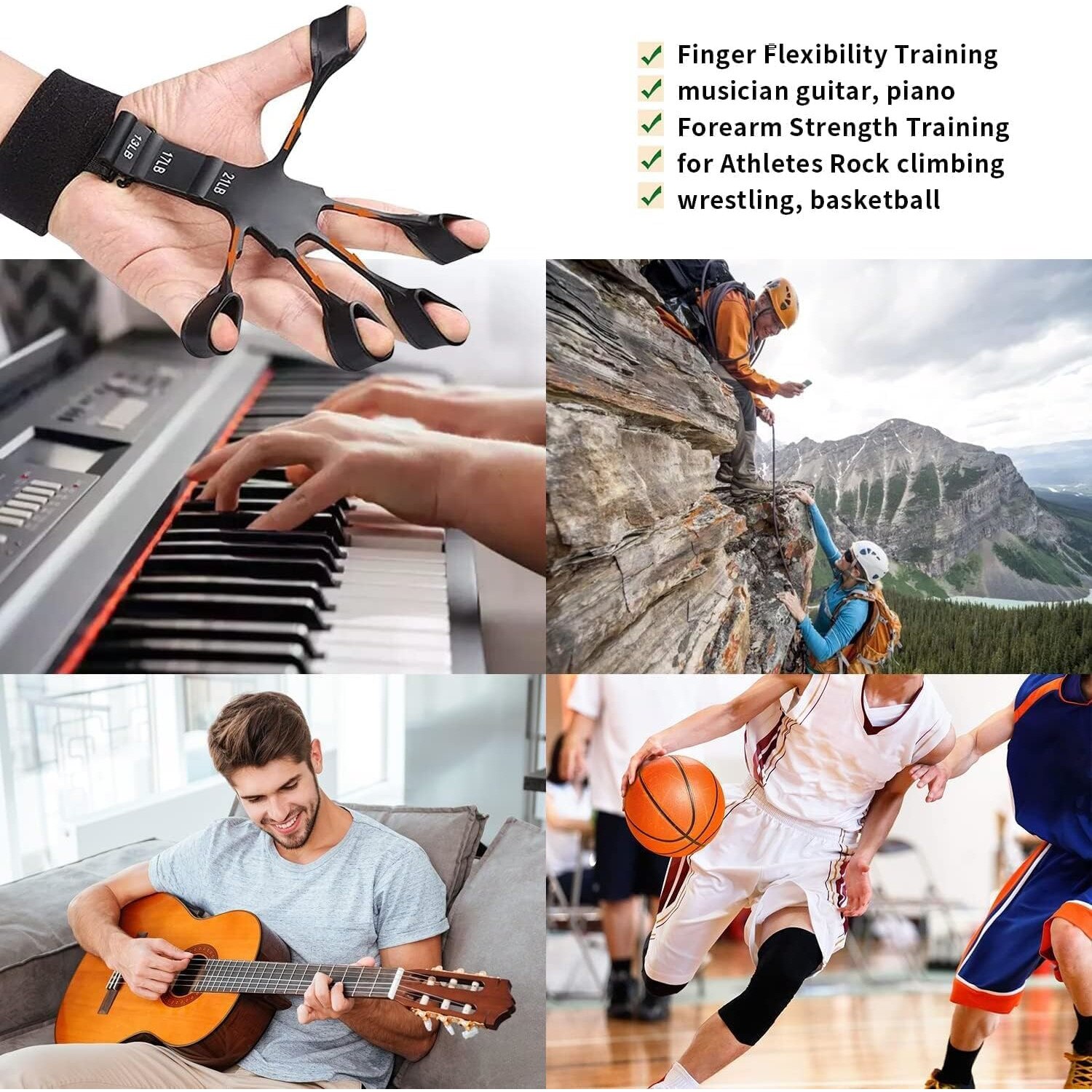 Set 2 Flexori Degete, SOOYE®, pentru Dezvoltarea Fortei Antebratului si ...