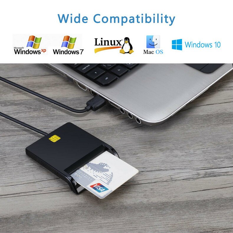 Cititor carduri multifunctional, DNIE/ATM/IC/ID/CAC/SIM, USB 2.0, Negru ...