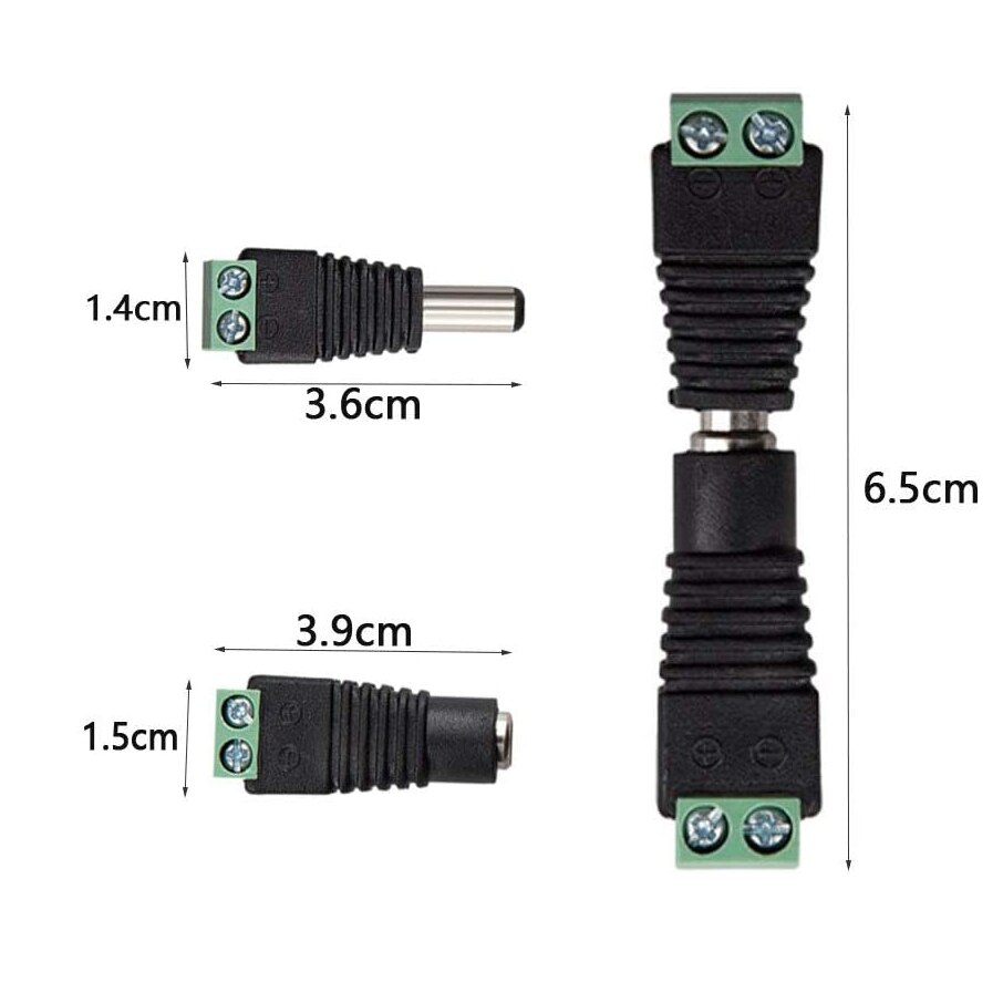 Set 20 conectori pentru cabluri, 2.1x5.5mm, 12V, Negru - eMAG.ro