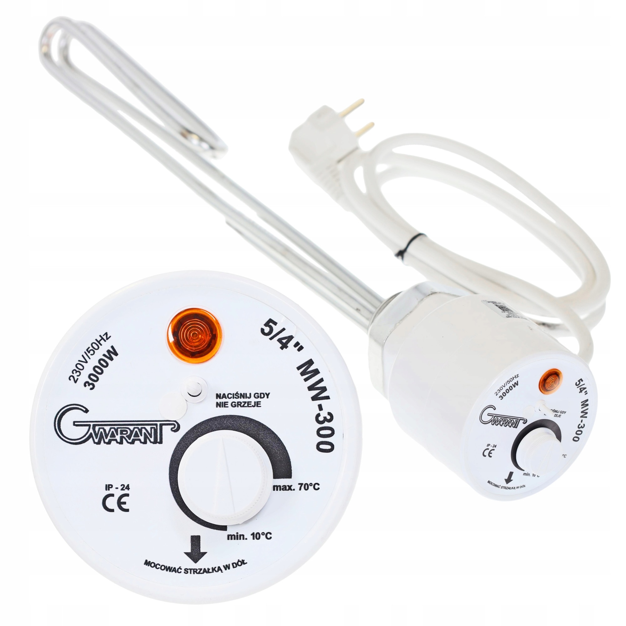 Rezistenta electrica boiler cu termostat Gwarant, 3000W, 5/4 inch, Alb ...