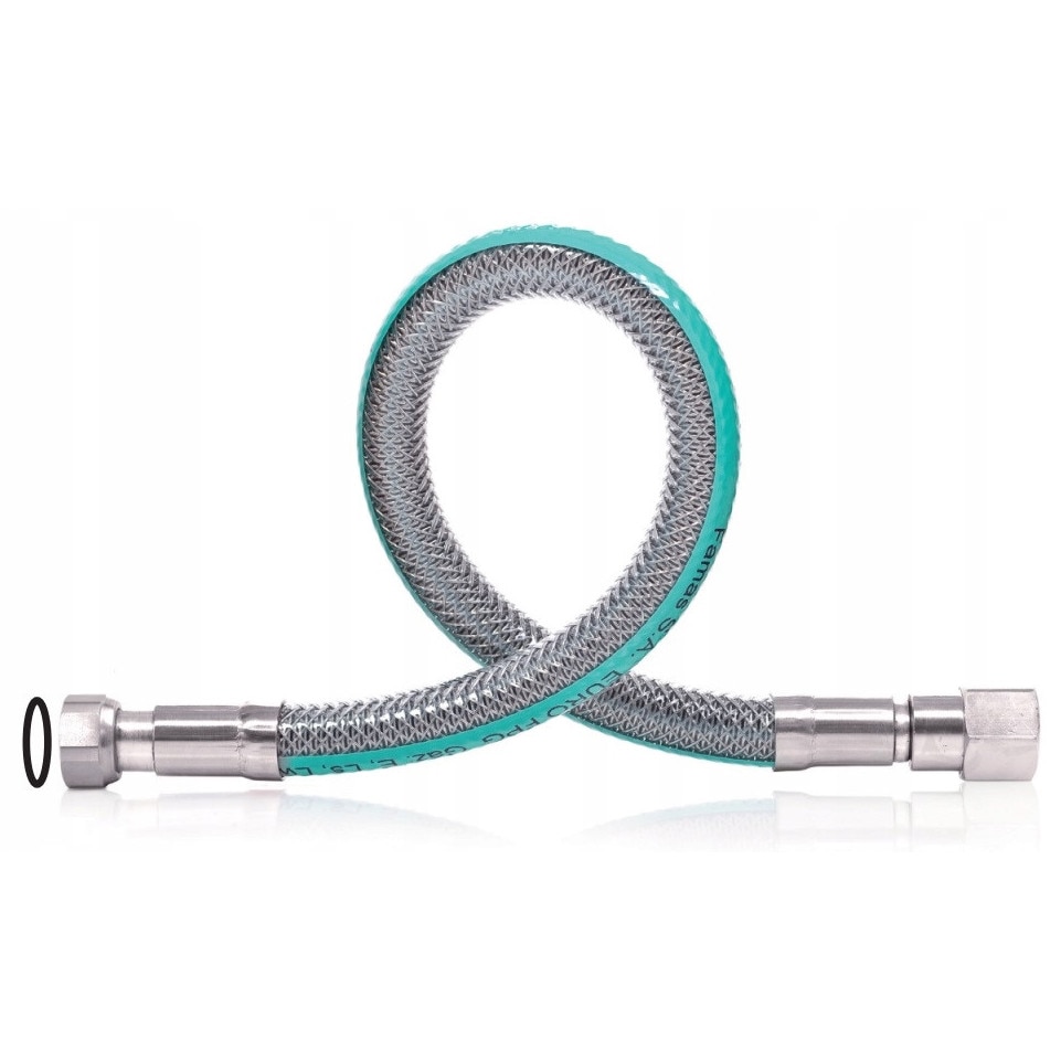 Furtun gaz, Famas, Inox/PVC, 150 cm, 1/2" - eMAG.ro