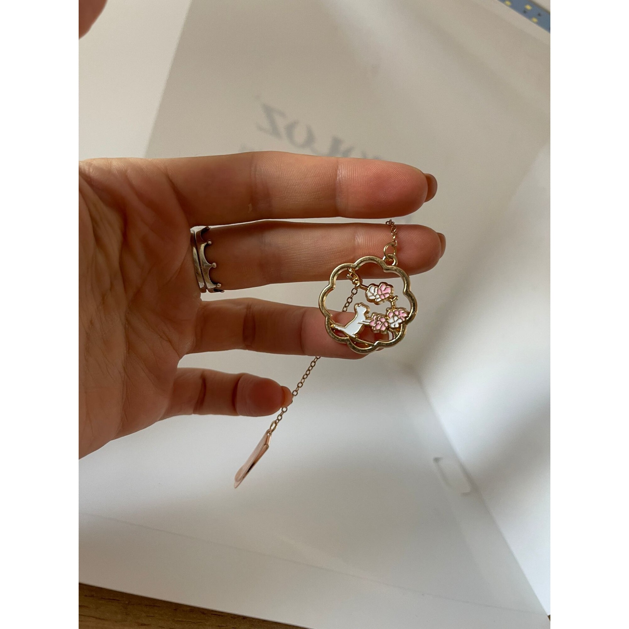 Semn de carte metalic cu lant, Tip Clips, Pisica - eMAG.ro