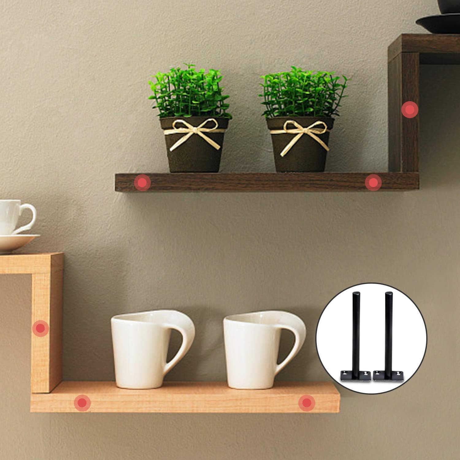 Set 4 console pentru rafturi plutitoare, Sunmostar, Otel, Negru - eMAG.ro