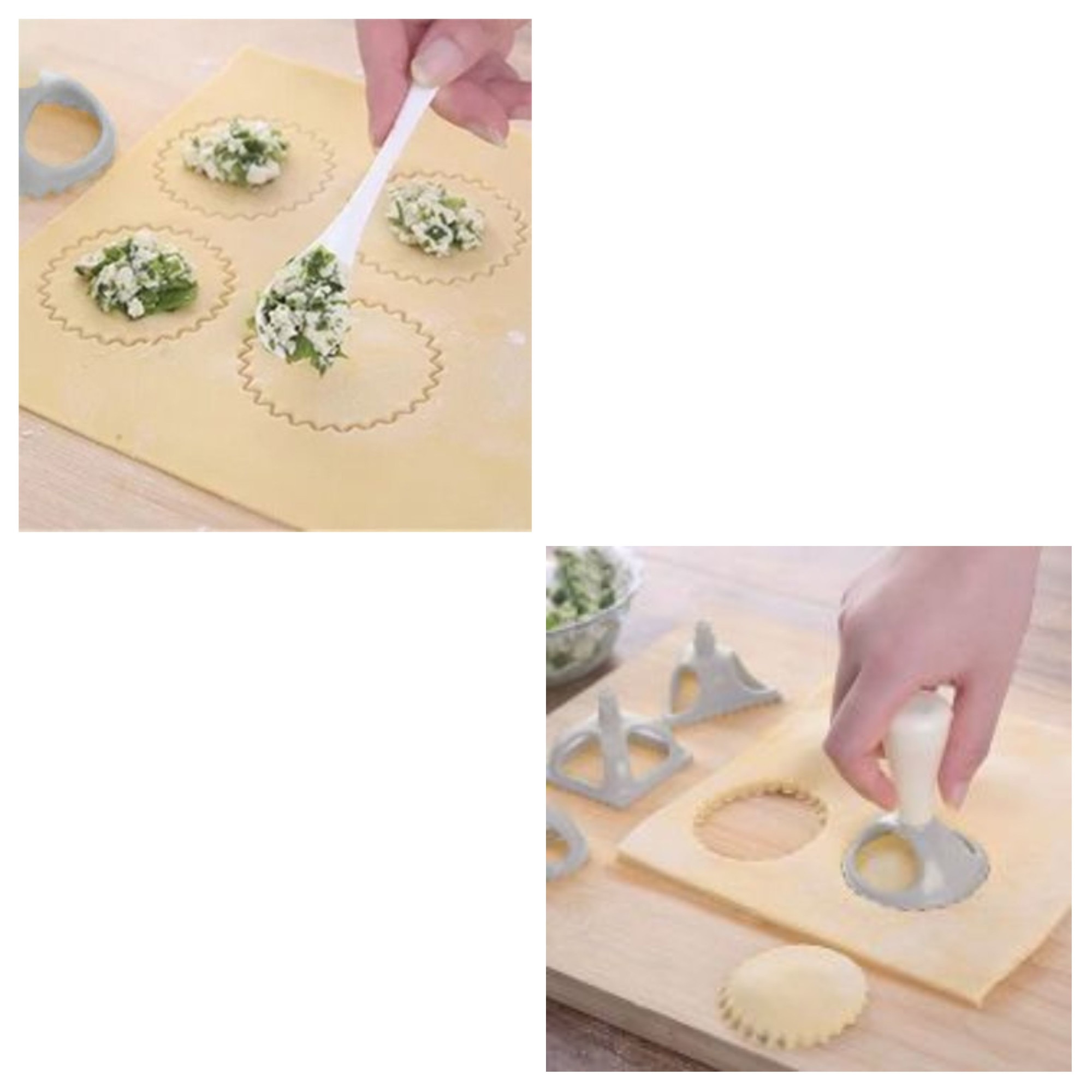 Set 4 decupatoare aluat ravioli, patrat, triunghi, inima si cerc ...