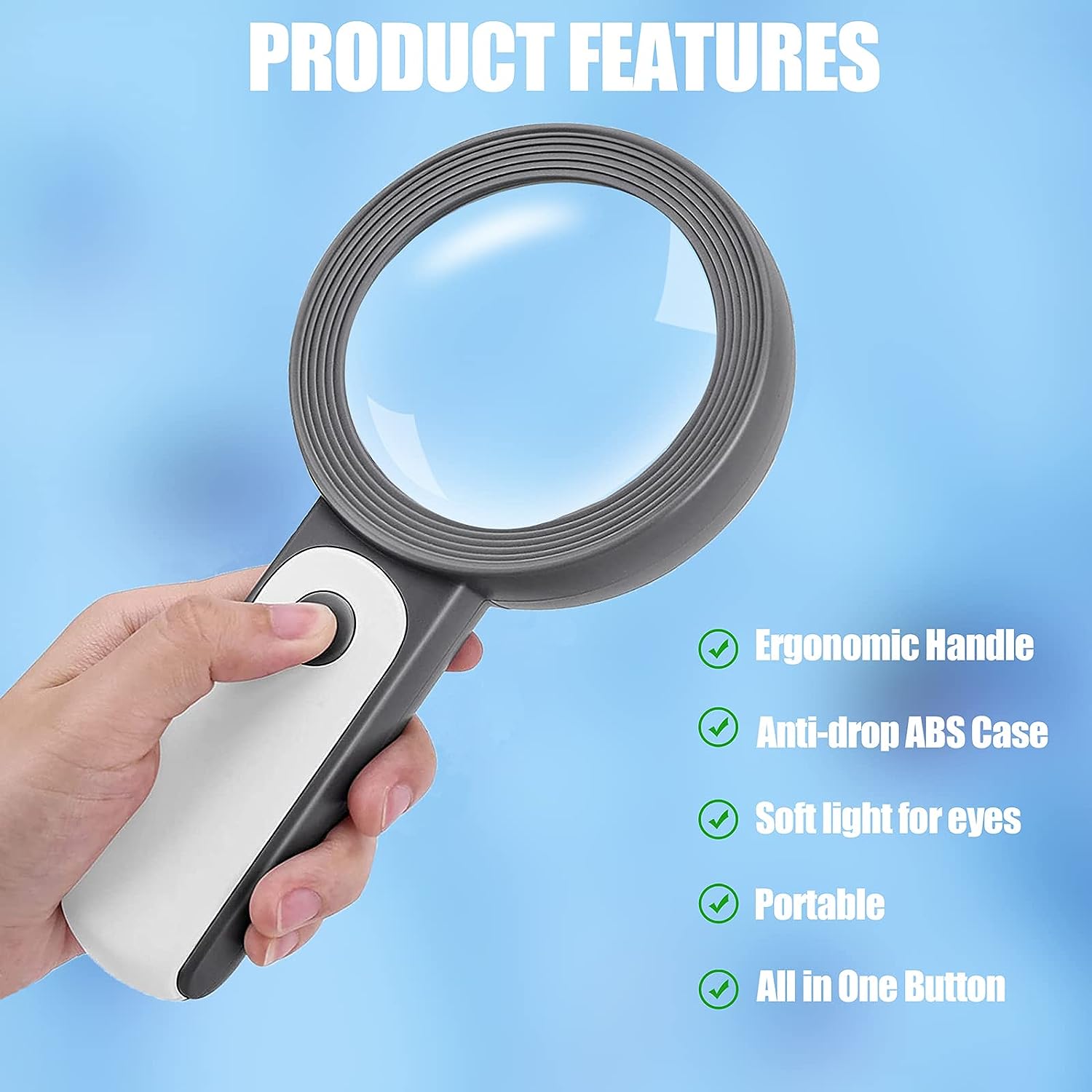 Lupa lectura, Plastic/Sticla, 18 leduri, Zoom 30x, 205 x 103 x 14 mm ...