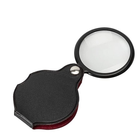 Set 3 mini lupe cu etui, Piele naturala/Plastic/Metal, 8X, 7.2 x 5.5 x ...