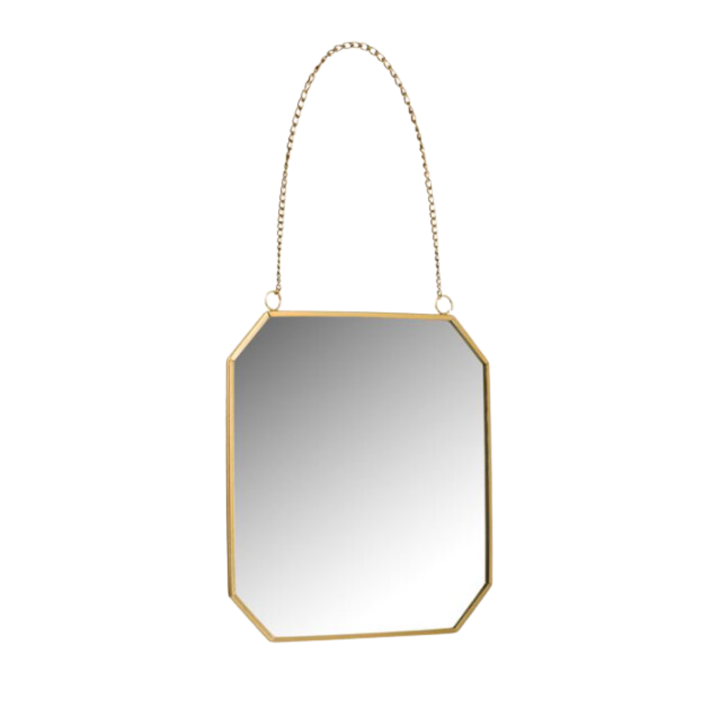 Oglinda de Perete Decorativa Metalica Aurie cu Lant 20x20cm - eMAG.ro