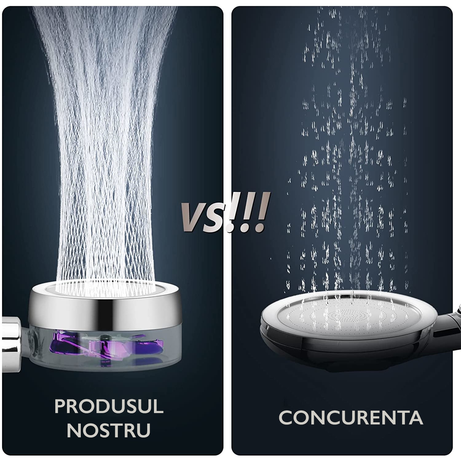 Para cap de dus Topaqua® Turbo Pro Premium, cu elice pentru presiune ...