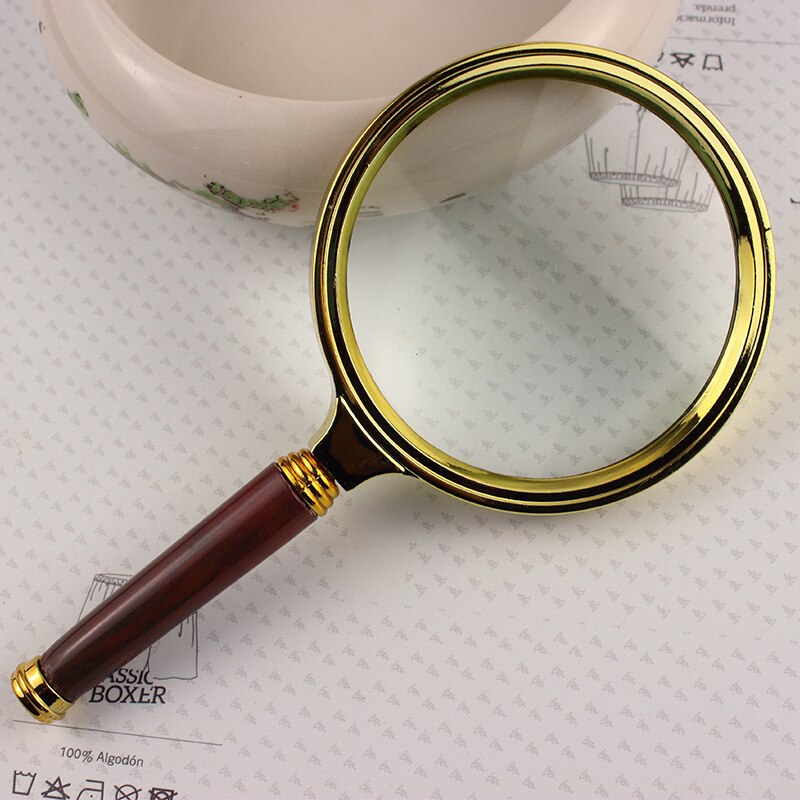 Set 2 lupe, Lemn/Sticla, 10x, 80/60 mm, Auriu/Rosu - eMAG.ro