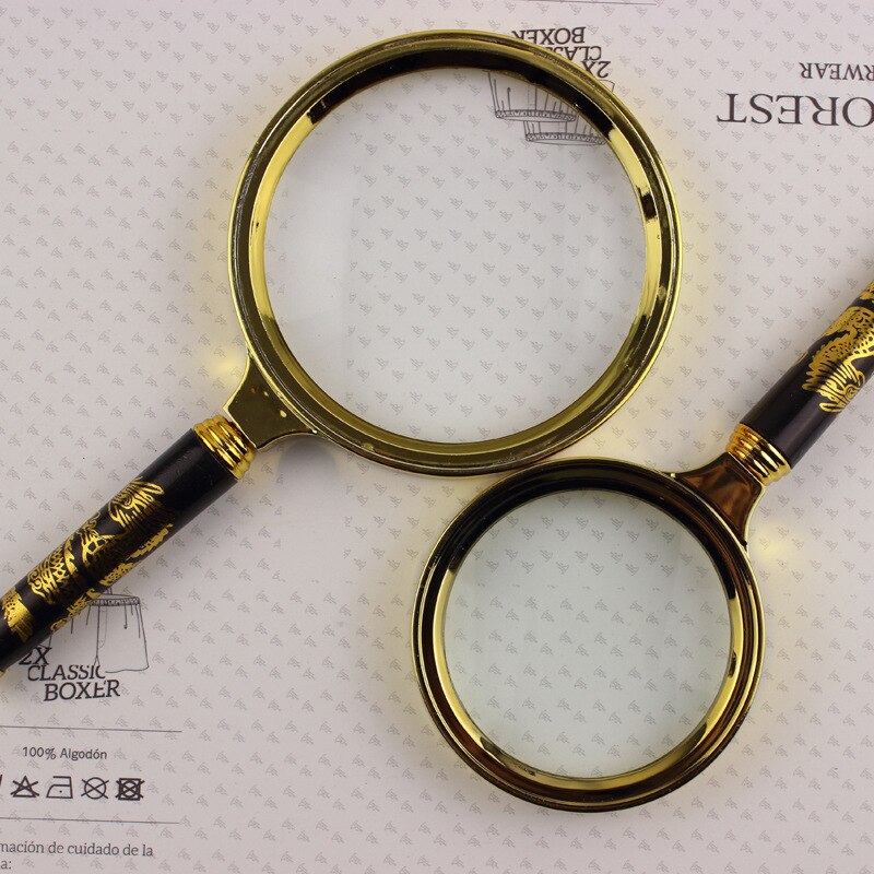 Set 2 lupe, Lemn/Sticla, 10x, 80/60 mm, Auriu/Rosu - eMAG.ro