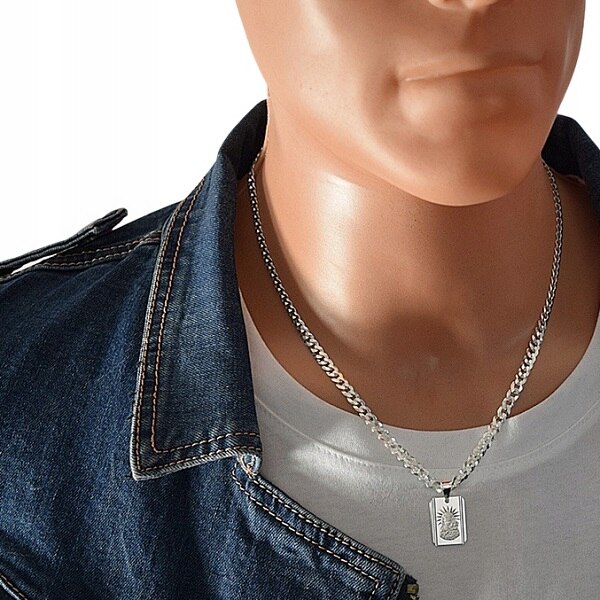 Lantisor barbati, Amor, Argint 925, Cu model, 50 cm, Argintiu - eMAG.ro