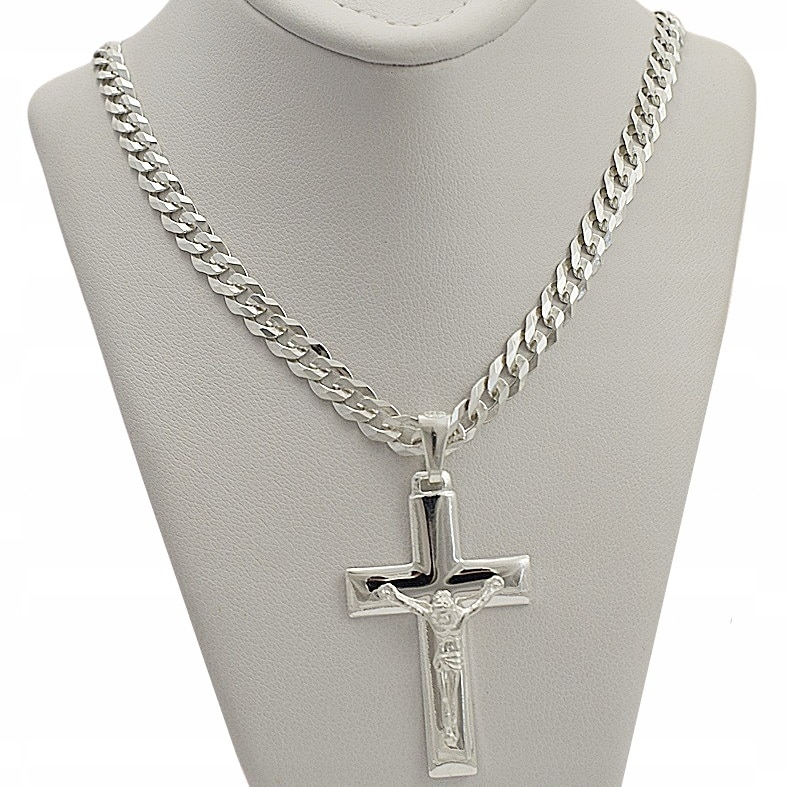 Colier barbati, AMOR, Pandantiv cruce, Argint 925, 55cm, Argintiu - eMAG.ro