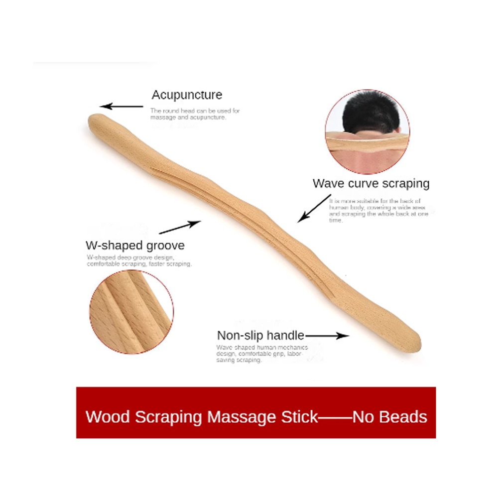 Bat Guasha de masaj pentru corp, Lemn, Maro - eMAG.ro