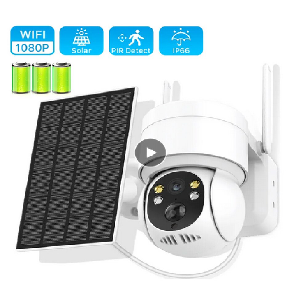 Camera de securitate cu panou solara PTZ de exterior- 4MP Panou solar ...