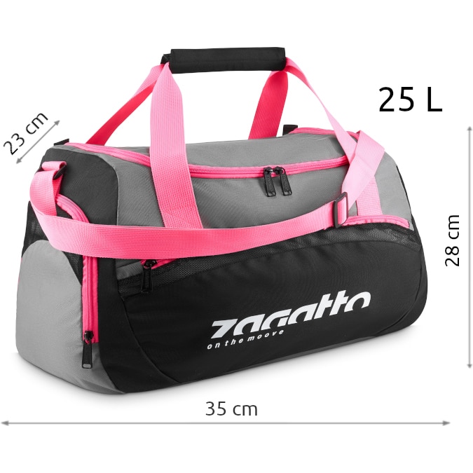 Geanta sport, fitness, dama, Zagatto, Negru cu roz, Impermeabila ...