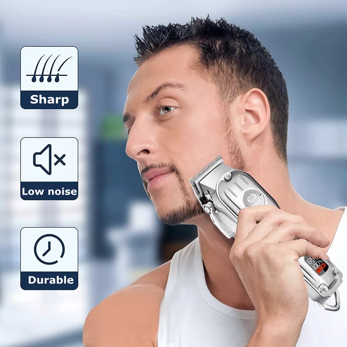 Професионална машинка за подстригване, CIICII, C1554, с батерия ...