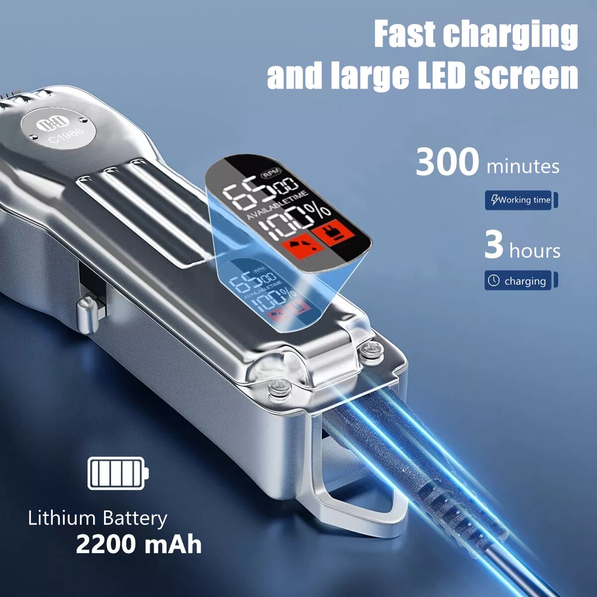 Професионална машинка за подстригване, CIICII, C1554, с батерия ...